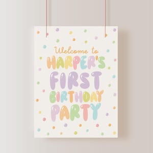 Bubble Birthday Welcome Sign, Colorful Balloon Letter Birthday Sign ...