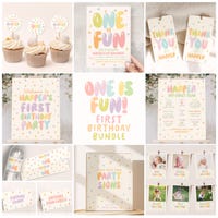 Fun to Be One BUNDLE Birthday Party Editable Templates | First Birthday ...