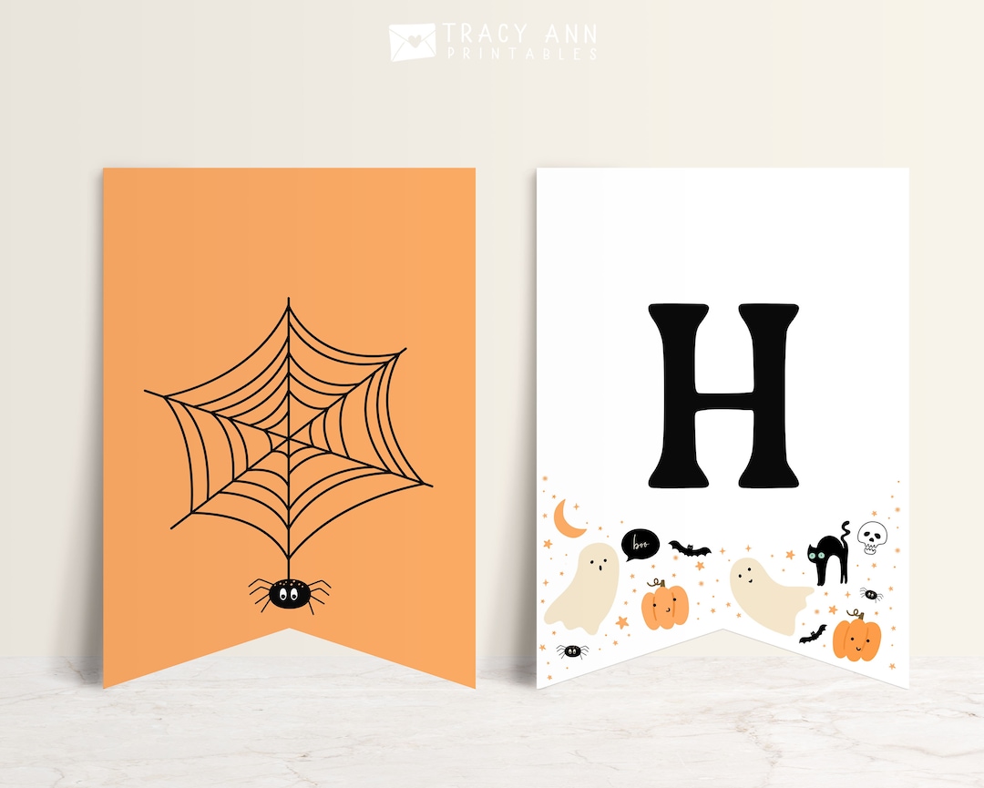 Halloween Birthday Bunting Template, Editable Spooky One Party Banner ...