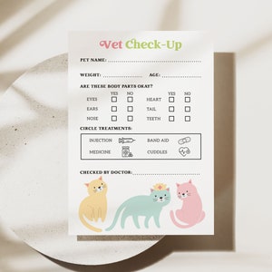 Vet Check up Sheet, Cat Vet Check-up Party Game, Cat Birthday Decor ...