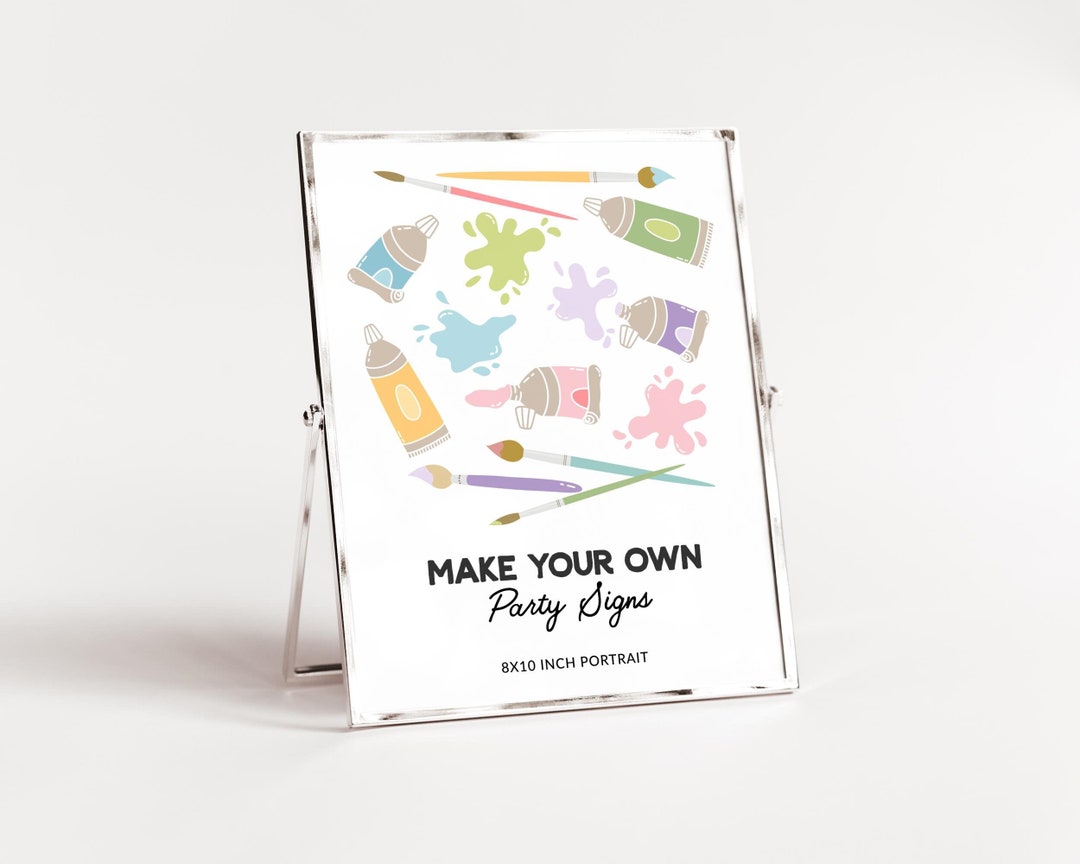 Art Birthday Party Sign, Printable Paint Party Sign Template, Tween ...