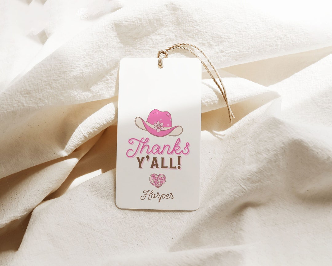 Rodeo Birthday Favor Tags, Printable Cowgirl Party Tag Template, Pink ...