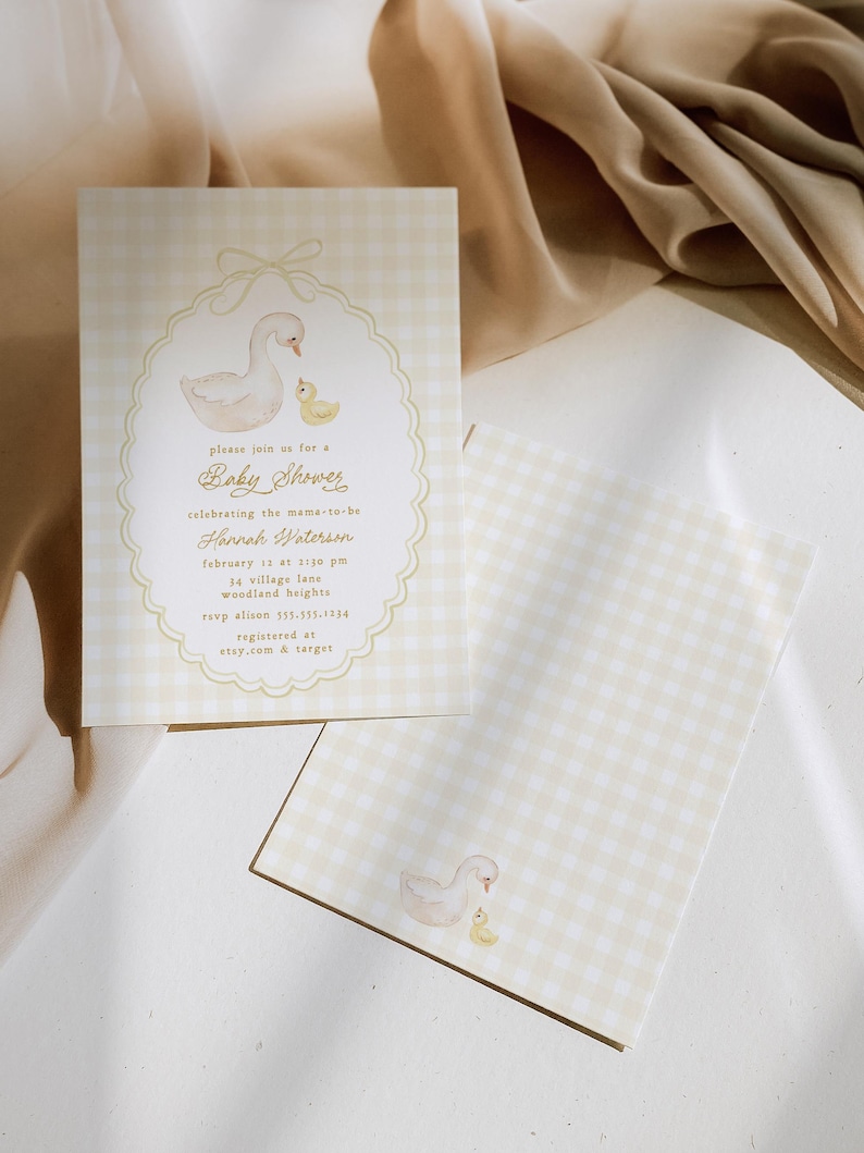 Goose Baby Shower Invitation, Mother Goose and Gosling Books for Baby ...