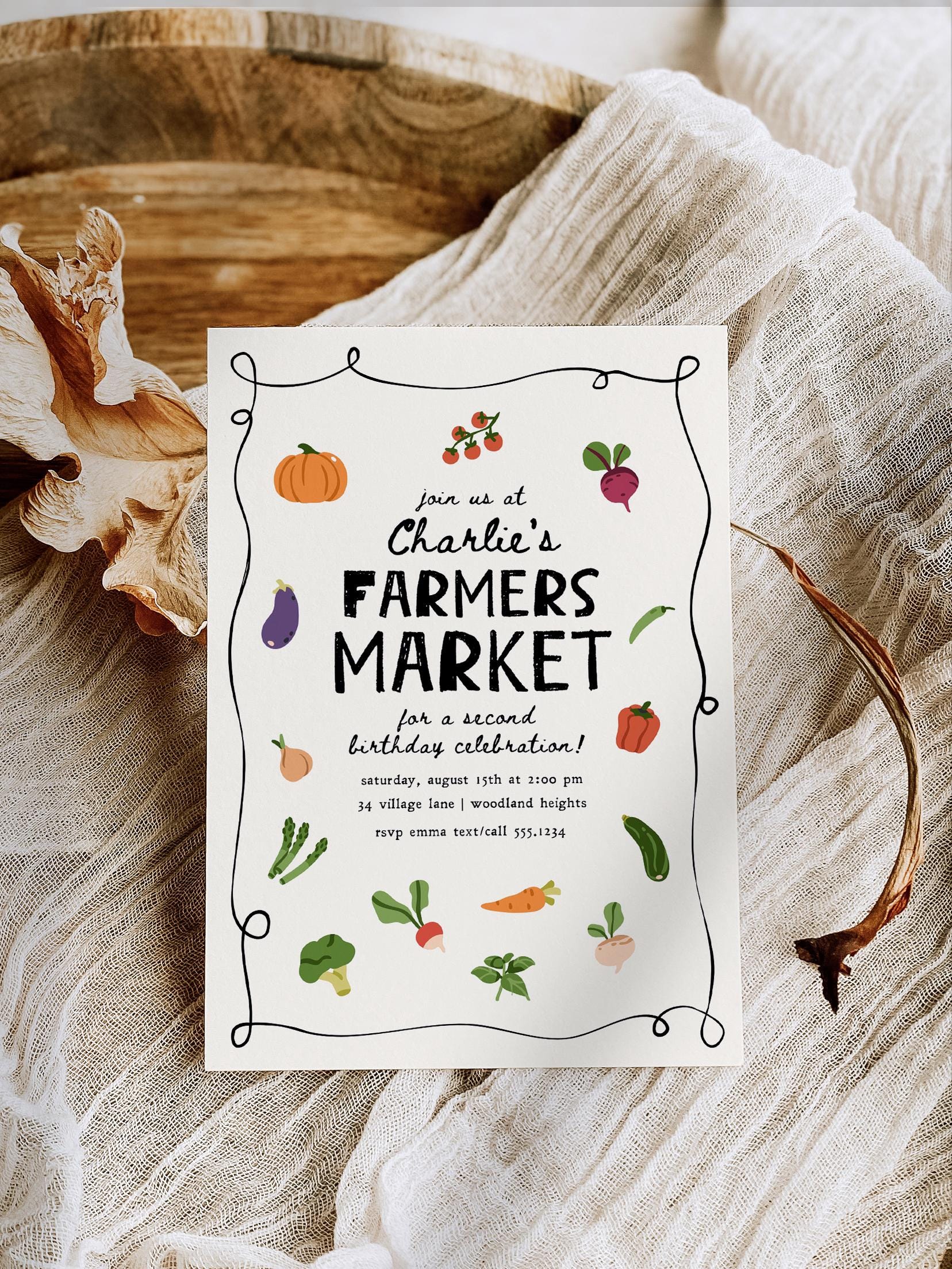 Farmers Market Birthday Invitation, Editable Farmer's Market 2nd ...