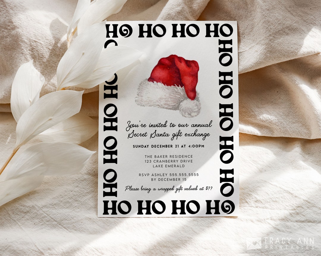 Secret Santa Invitation Template Editable Christmas Party - Etsy