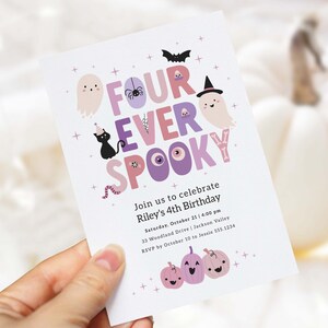 Four Ever Spooky Invitation, Editable Halloween 4th Birthday Invite ...