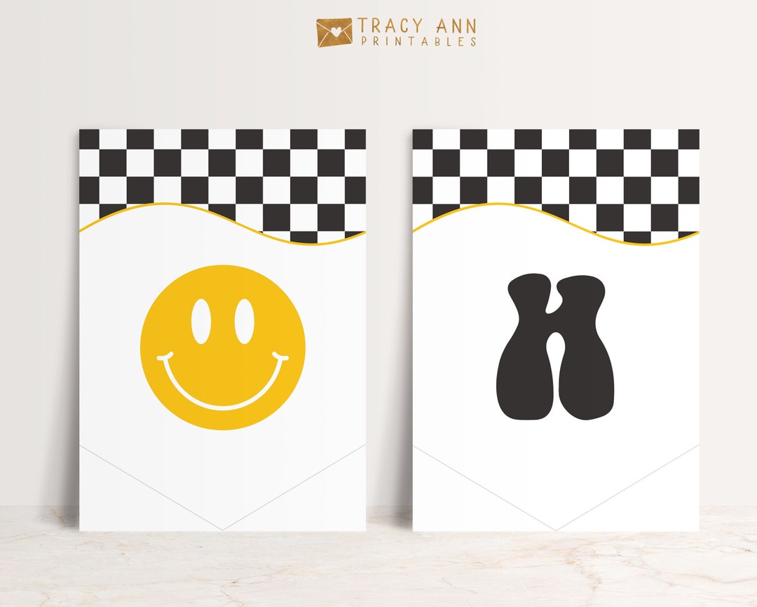 Retro Smiley Face Happy Birthday Banner Template Printable Boys 1st ...