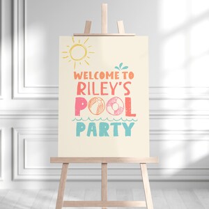 Pool Party Welcome Sign, Hand Drawn Summer Party Welcome Poster ...