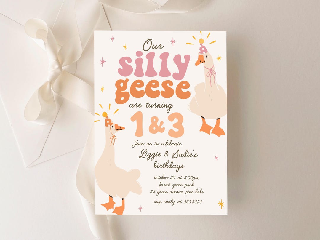 Joint Goose Birthday Invitation, Silly Goose Joint Birthday Party ...