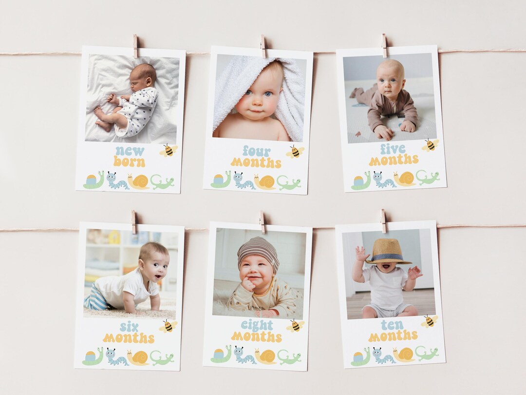 1st Birthday Photo Banner, Boy 1st Birthday Photo Bunting, Printable ...