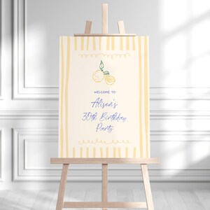 Adult Birthday Welcome Sign, Hand Drawn Citrus Summer Party Welcome ...