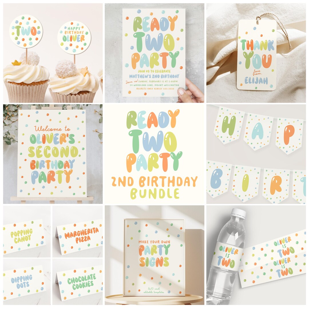 Ready Two Party Invitation Bundle, Bubble Birthday Party Invitation Set ...