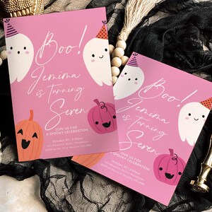 Hot Pink Halloween Birthday Signs, Editable Spooky Girl Birthday ...