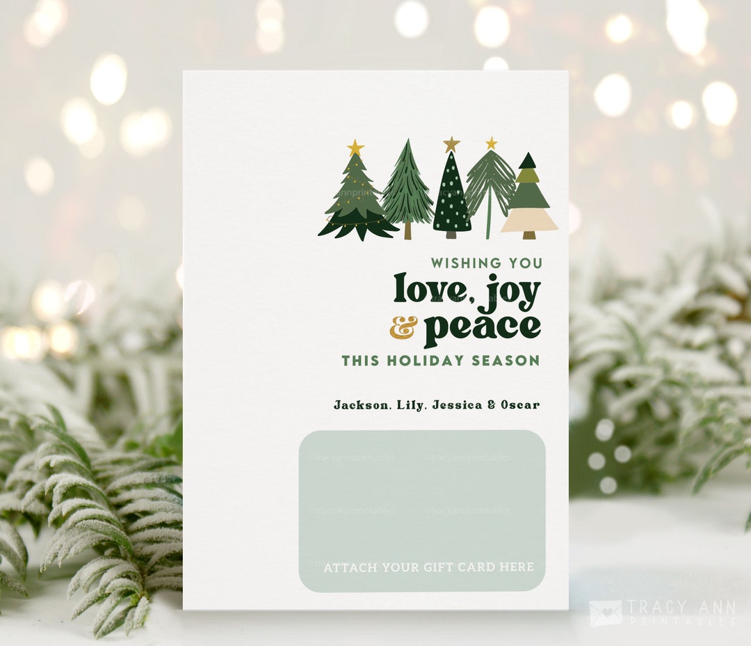 Printable Christmas Gift Card Holder, Editable Christmas Card Template ...