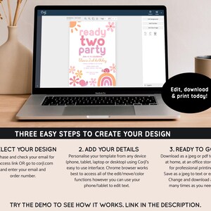 Ready Two Party Invitation, Girl 2nd Birthday Party Invitation Template ...