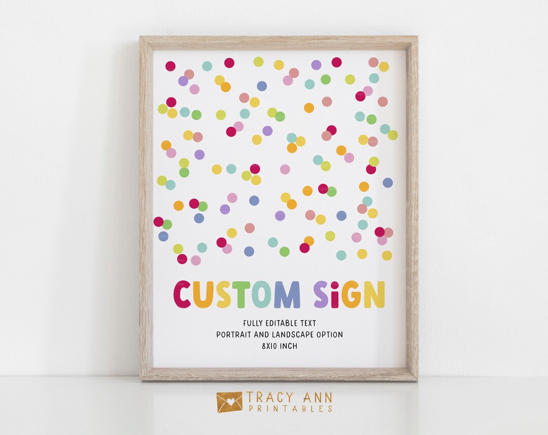 Confetti Party Sign Sign, Editable Birthday Party Sign, 5th Birthday ...