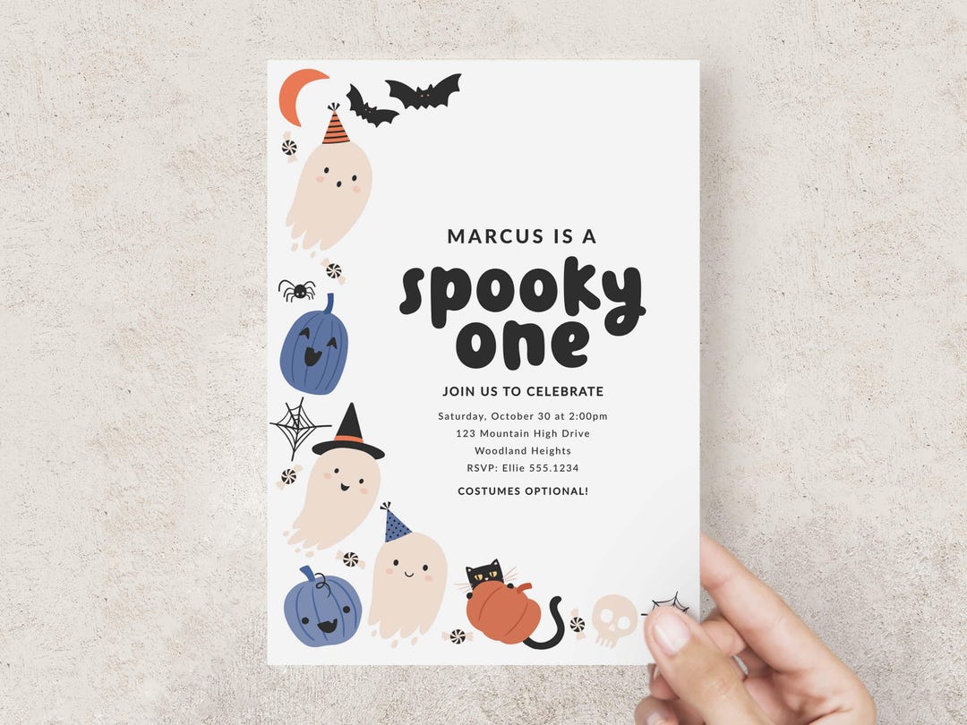 Spooky One Invitation Template, Spooky Cute 1st Birthday Invitation ...