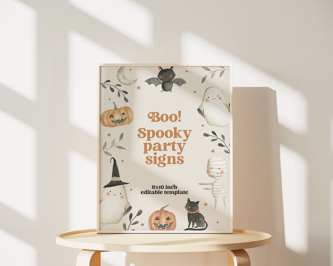 Halloween Party Sign Template, Spooky Birthday Signs, Printable Fall ...