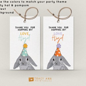 Bunny Favor Tag Template Editable Thank You Treat Bag Tags Printable ...