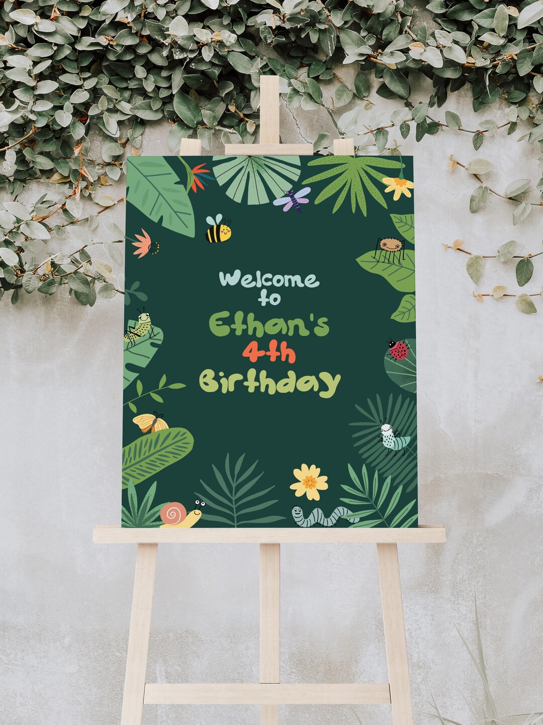 Bug Birthday Welcome Sign, Insect Birthday Party Welcome Poster, Cute ...
