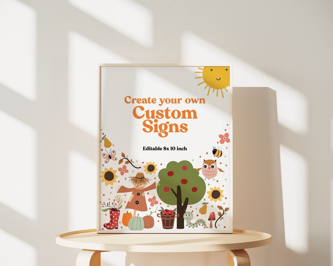 Fall Birthday Party Signs, Printable Autumn Garden Party Decorations ...