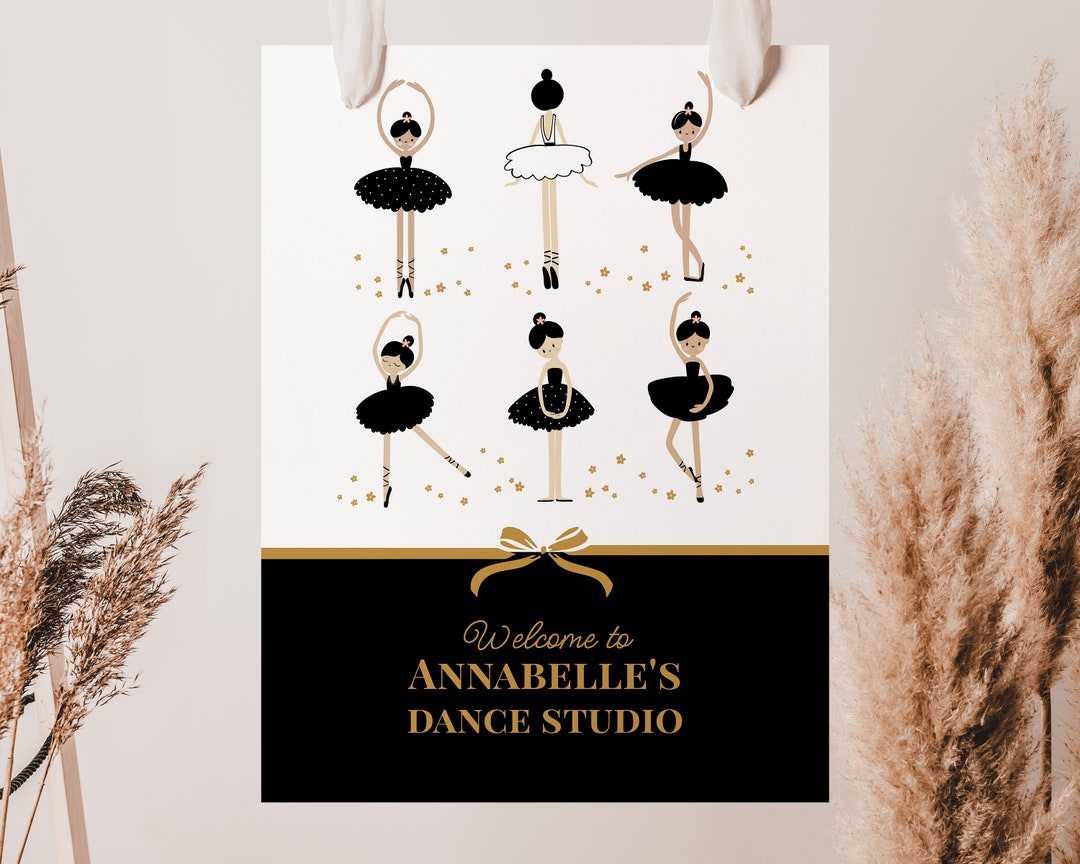Ballet Birthday Welcome Sign Template, Printable Minimalist Dance Party ...