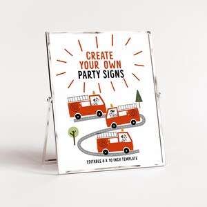 Fire Engin Party Sign Template, Dalmatian Firefighter Birthday Party ...