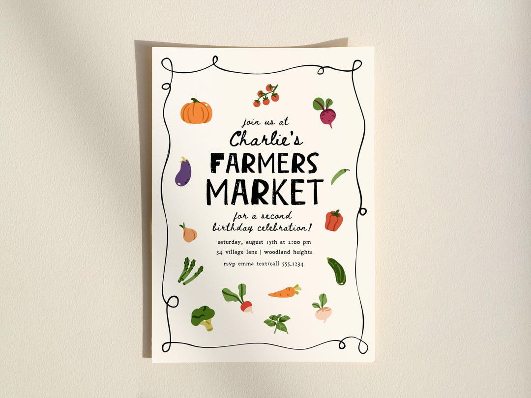 Farmers Market Birthday Invitation, Editable Farmer's Market 2nd ...