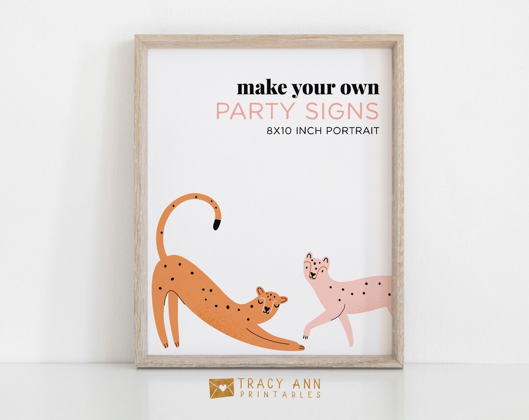 Editable Cheetah Party Signs Girl 3rd Birthday Decorations Printable ...
