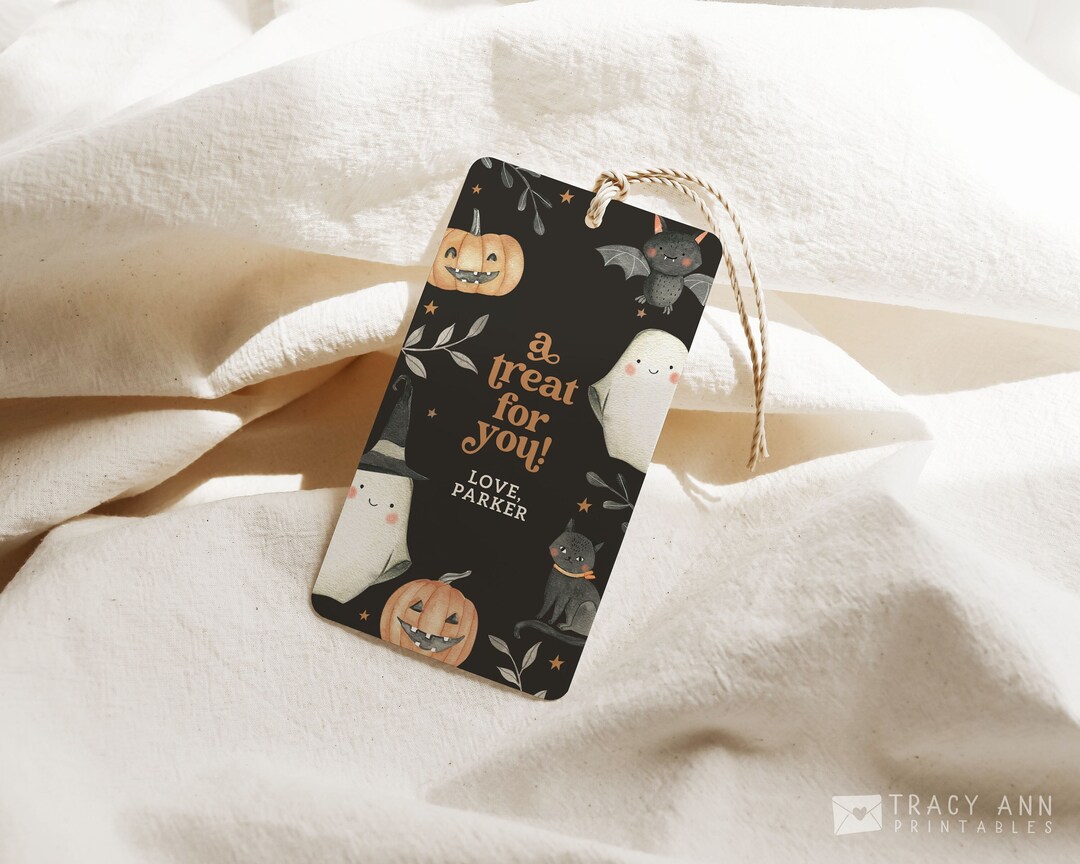 Halloween Favor Tags, Spooky Birthday Printable Thank You Tag Template ...