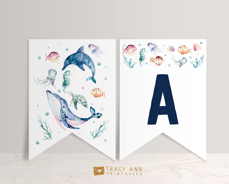 Sea Birthday Banner Editable Happy Birthday Banner Fish - Etsy