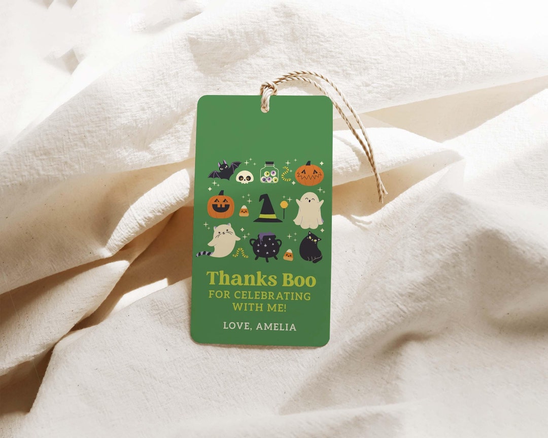 Spooky Birthday Favor Tags, Printable Cute Ghost Party Tag Template ...