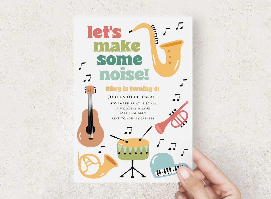 Music Birthday Invitation, Musical Instruments Birthday Party Invite ...
