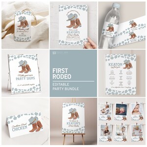 First Rodeo Milestone Poster Template, Boy 1st Birthday About Me Board ...