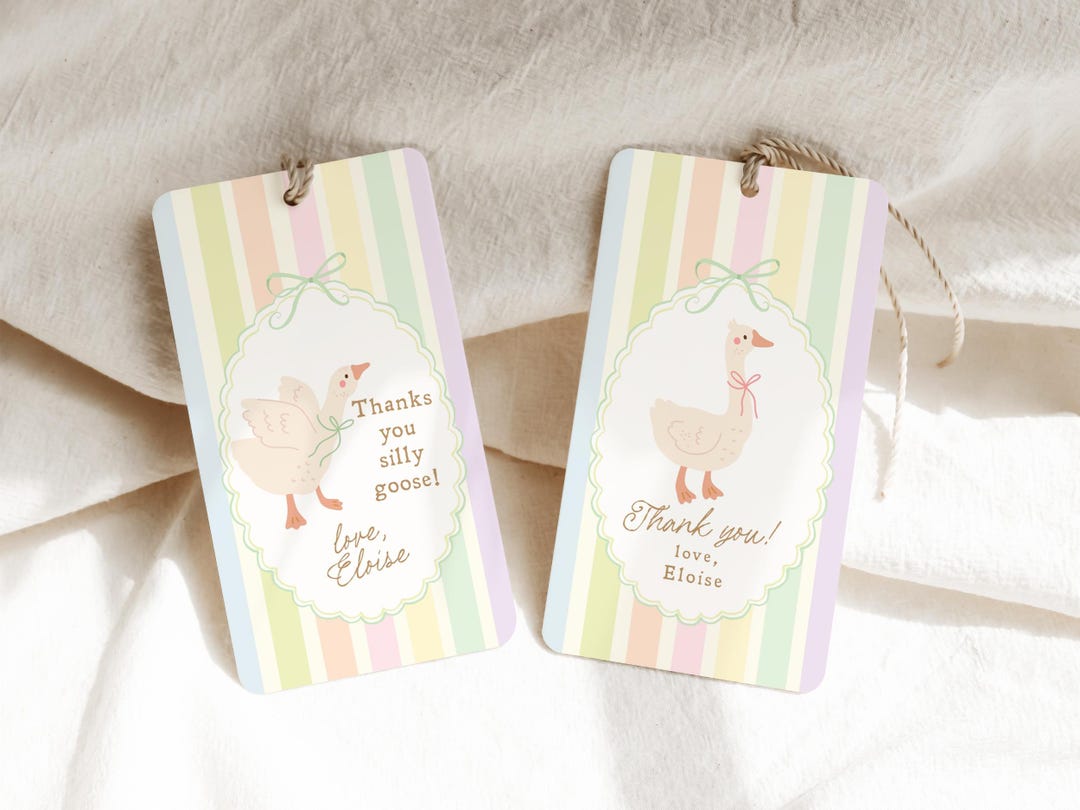 Silly Goose Favor Tags, Editable Rainbow Party Thank You Tags B985 - Etsy