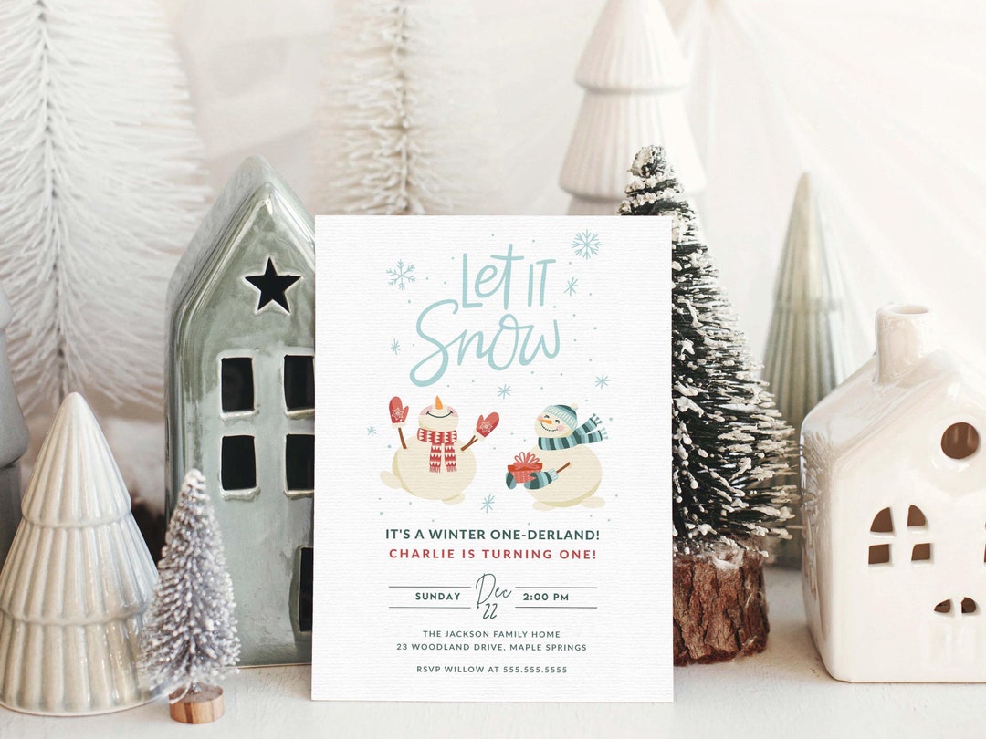 Snowman 1st Birthday Invitation, Winter Onederland Invite Template B238 ...
