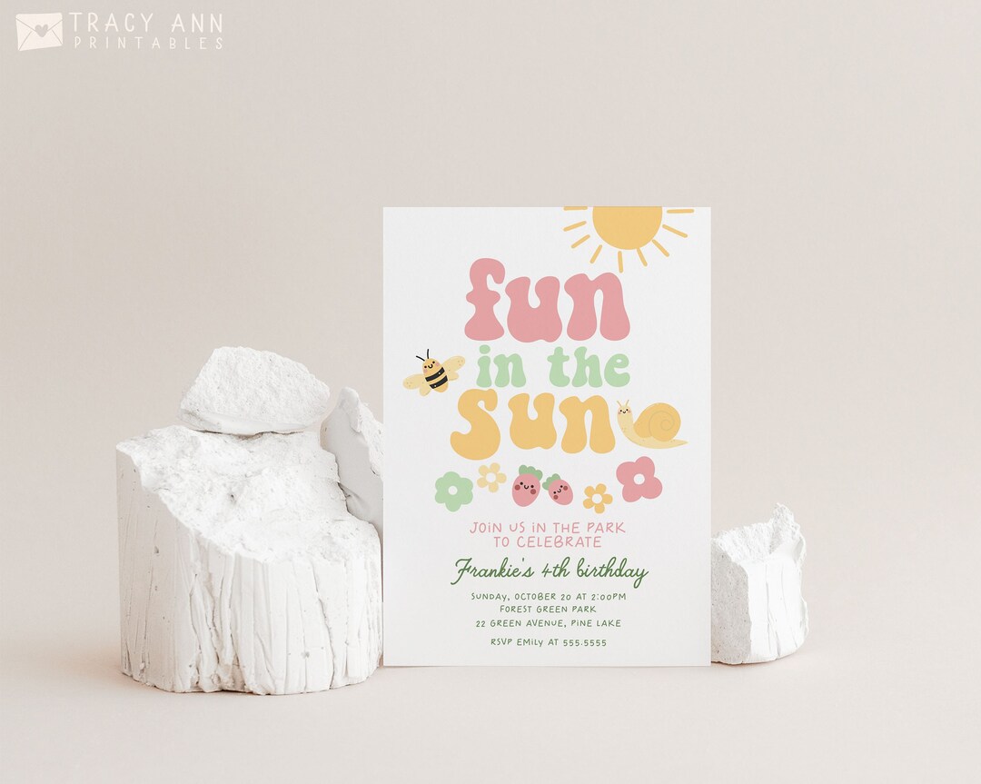 Editable Fun in the Sun Invitation, Summer Birthday Party Invite, Party ...