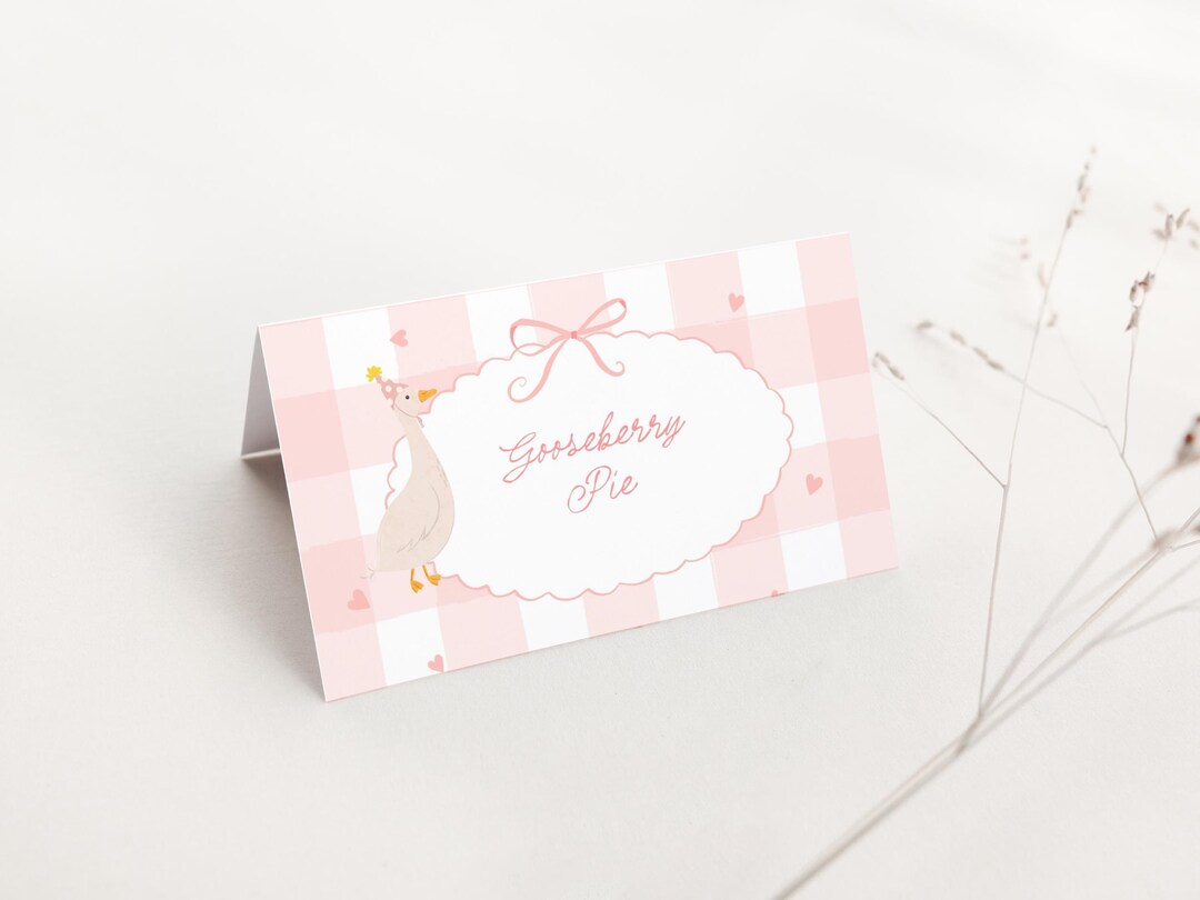 Goose Baby Shower Food Labels, Printable Girl Baby Shower Place Cards ...