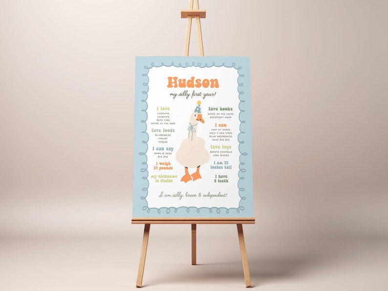 Silly Goose Milestone Board, Printable One Silly Goose Birthday Decor ...