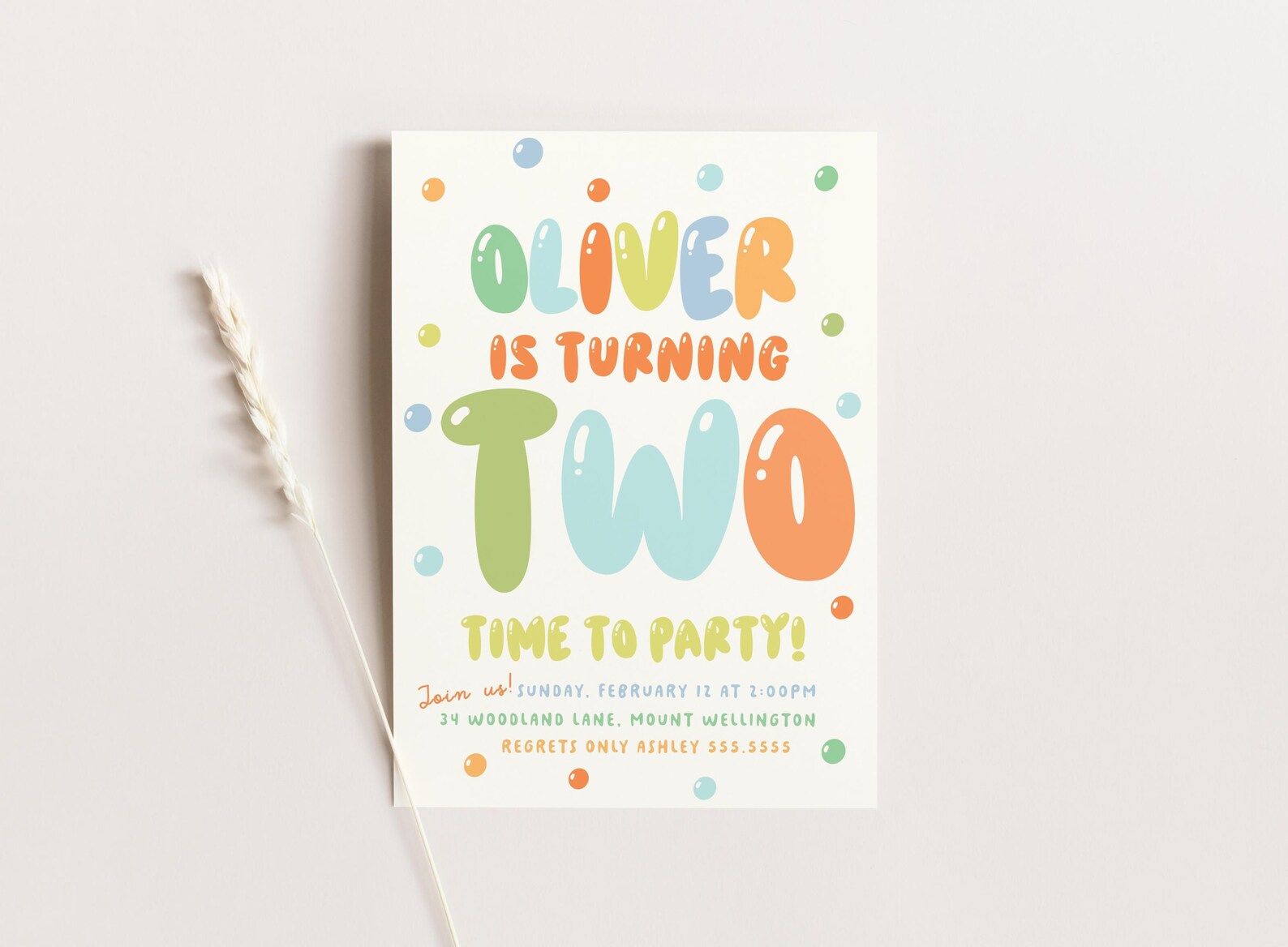 Ready Two Party Invitation, Balloon 2nd Birthday Invitation Template ...
