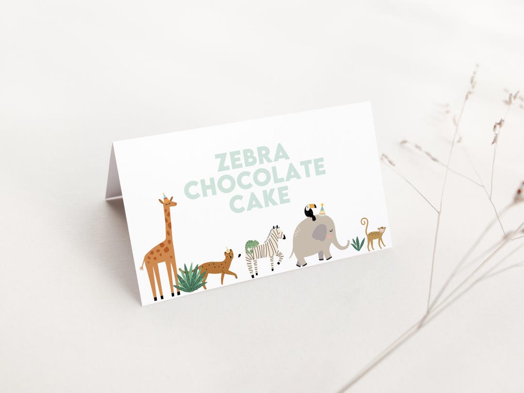 Safari Birthday Food Labels, Wild One Food Tents, Printable Place Cards ...