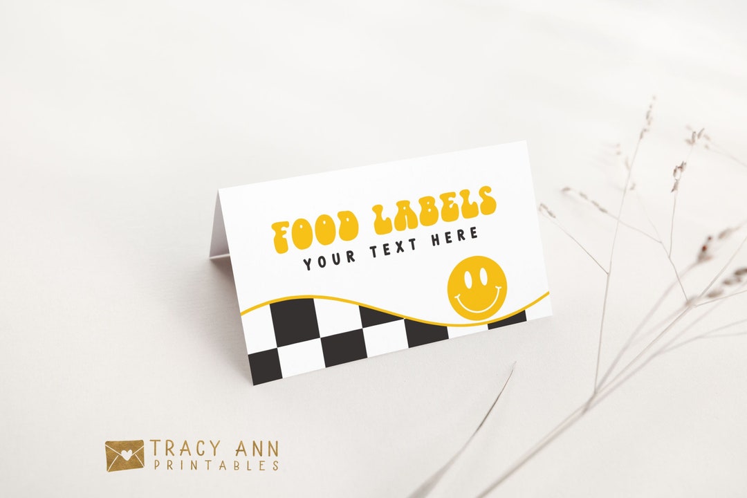Smiley Face Food Label Template Printable Buffet Cards for One Happy ...