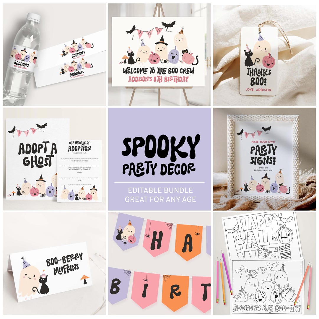 Halloween Birthday Decorations, Printable Spooky Girl Birthday Decor ...