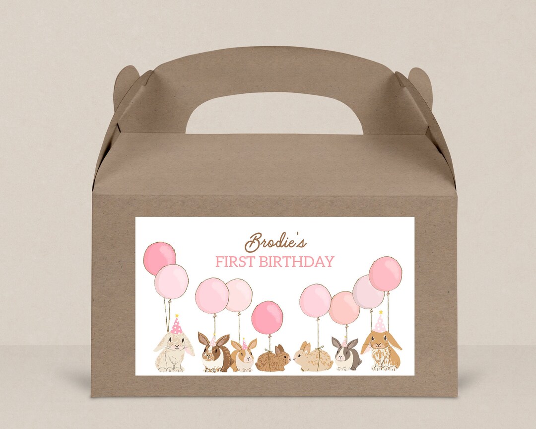 Bunny Gable Box Label Template, Printable Gable Box Sticker Bunny ...