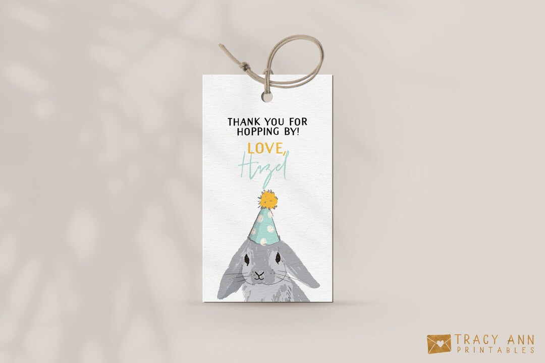 Bunny Favor Tag Template Editable Thank You Treat Bag Tags Printable ...