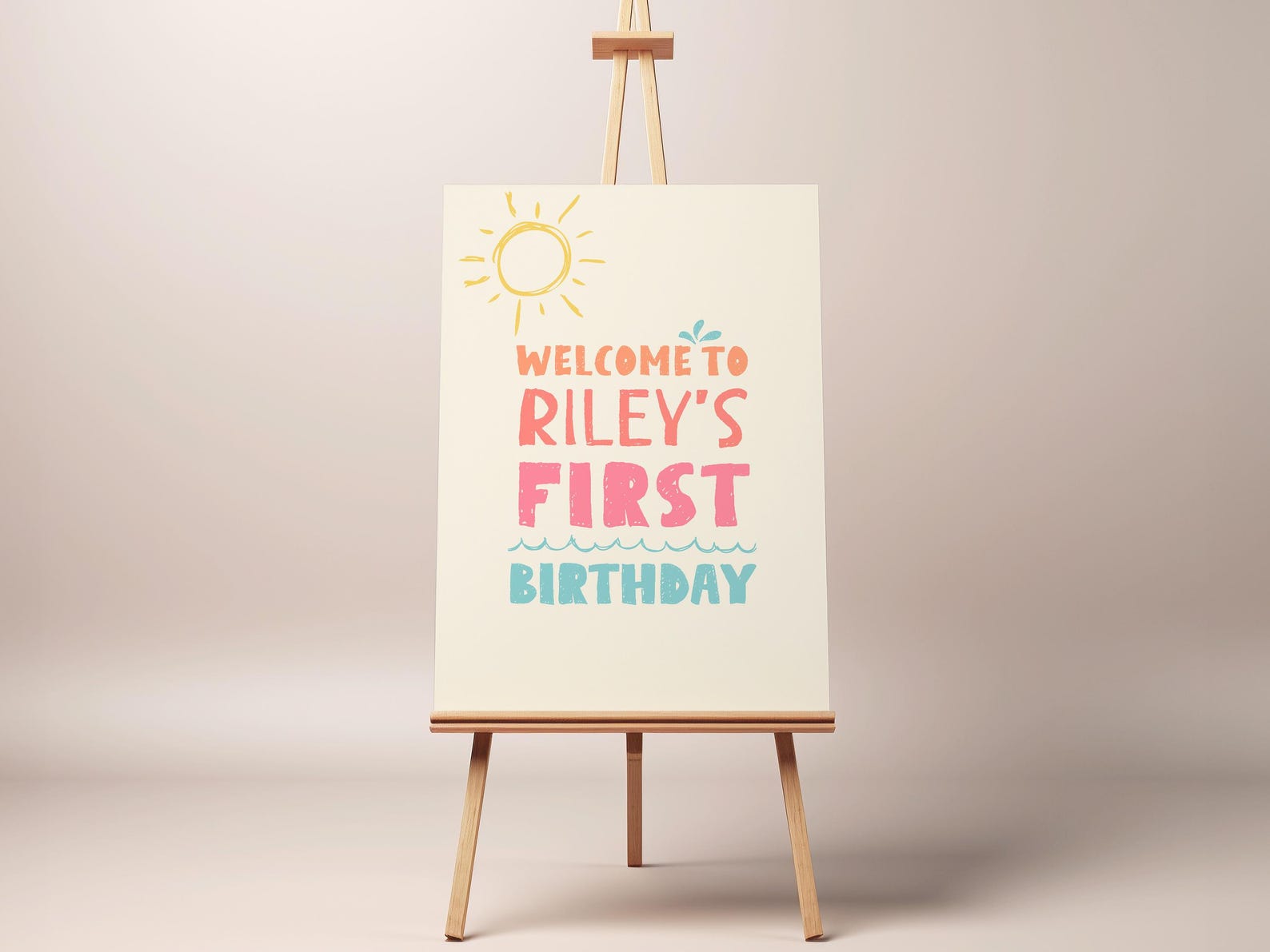 One in the Sun Welcome Sign, Girl 1st Birthday Welcome Poster Editable ...