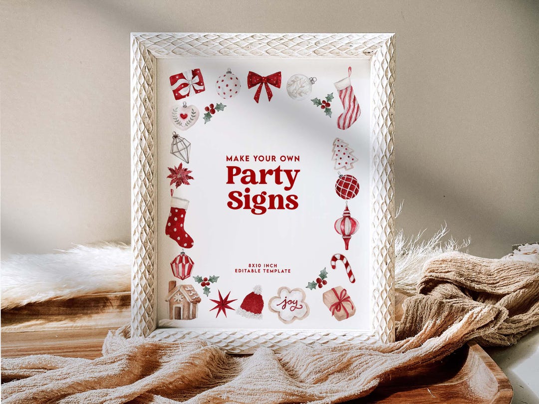 Christmas Birthday Signs Printable, Editable Holiday 1st Birthday Party ...
