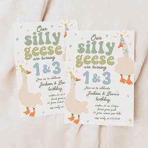 Silly Goose Joint Birthday Party Invitation, Silly Geese Birthday ...