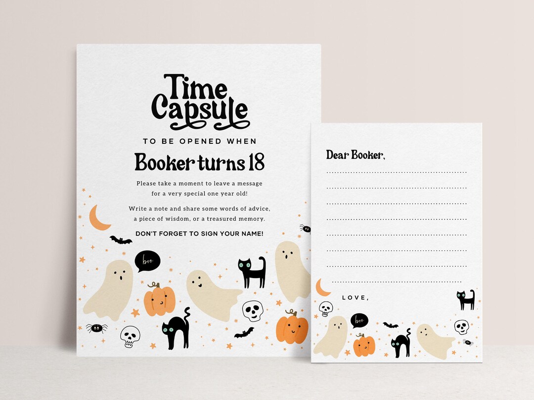 Spooky Halloween Time Capsule Sign: 1st Birthday Party Game (digital ...