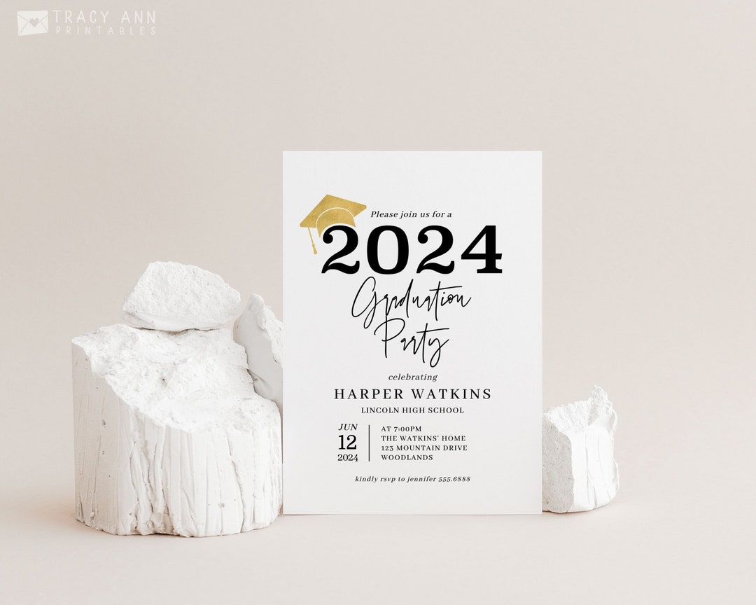 Graduation Party Invitation Minimalist Editable Graduation Invite ...